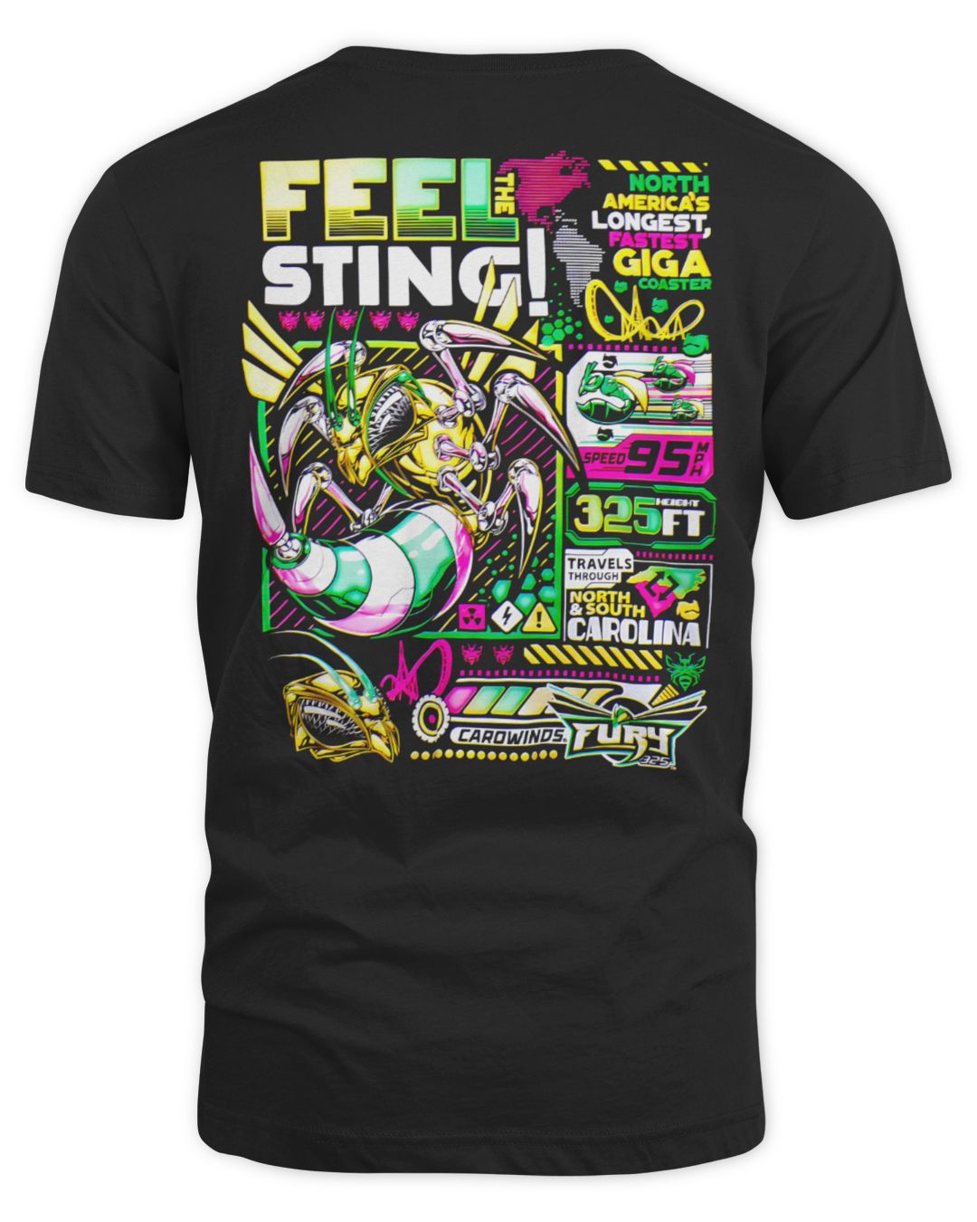 Cedar Point Merchandise Carowinds Fury 325 Stats Shirt