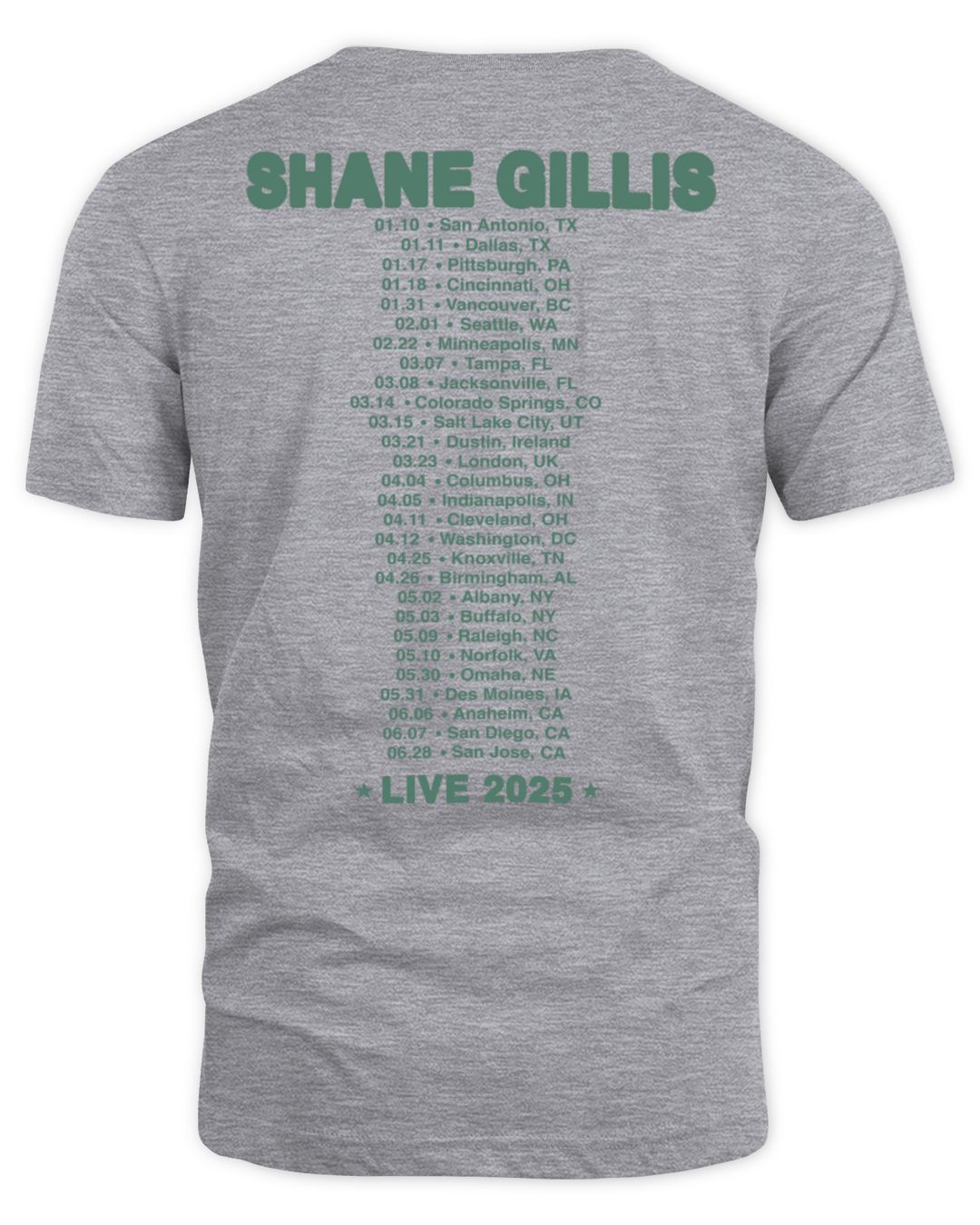 Shane Gillis Merch 2025 Tour Shirt | Coralott